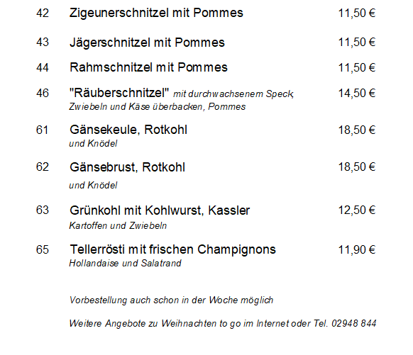 Speisekarte – Gasthof zur Schwalbe