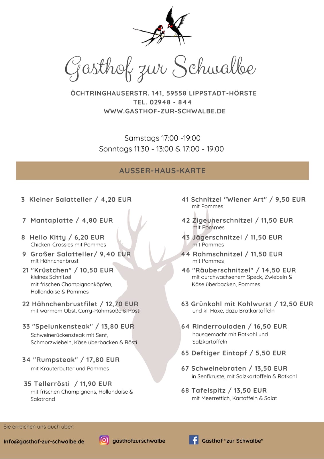 Speisekarte – Gasthof zur Schwalbe